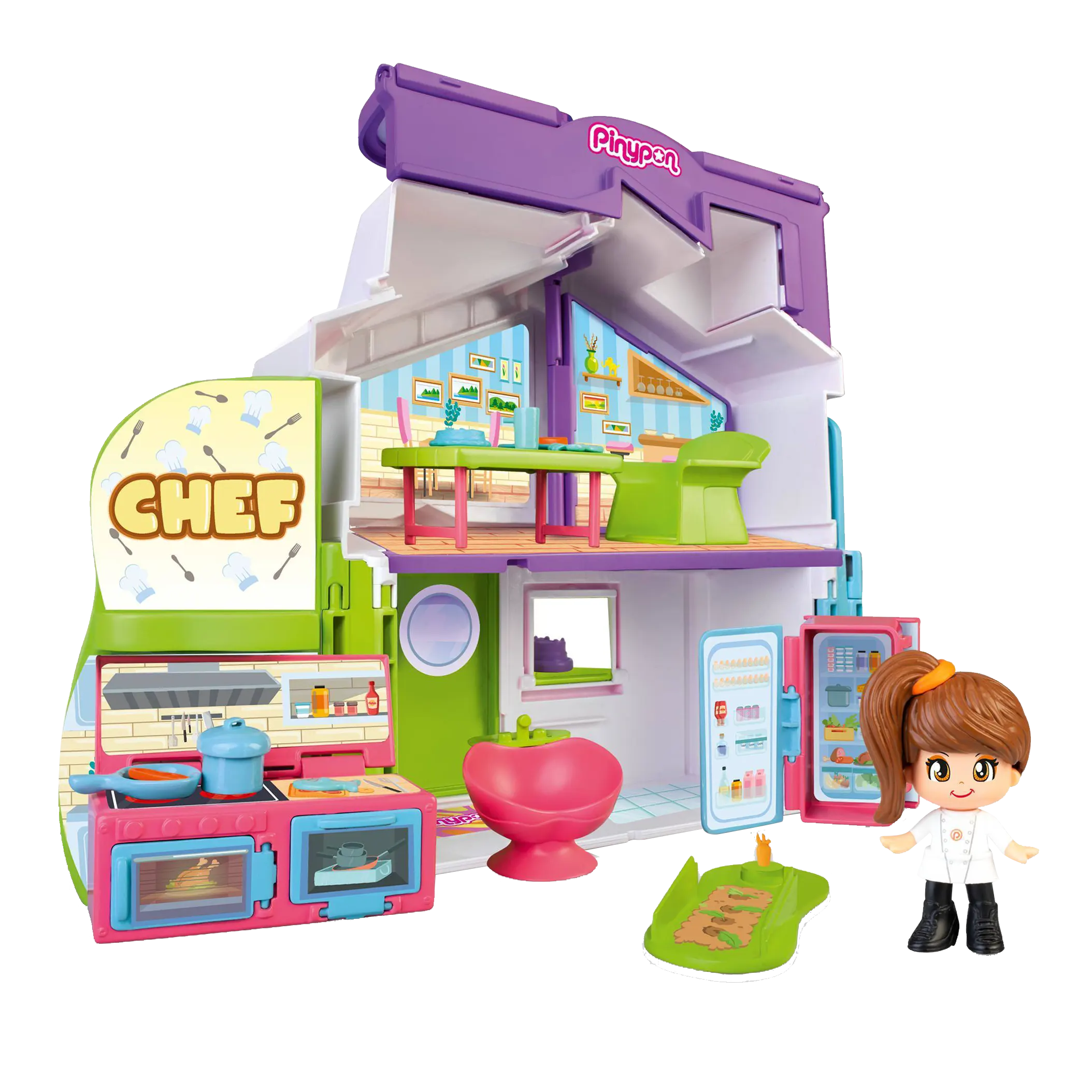 Set PinyPon 3 en 1: Escuela, Salón de Belleza y Cocina